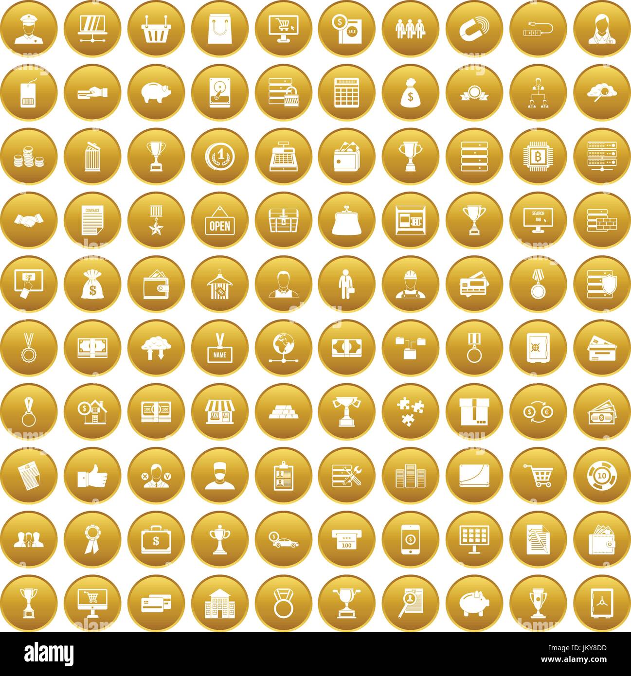 100 business icons set gold Stock Vector Image & Art - Alamy