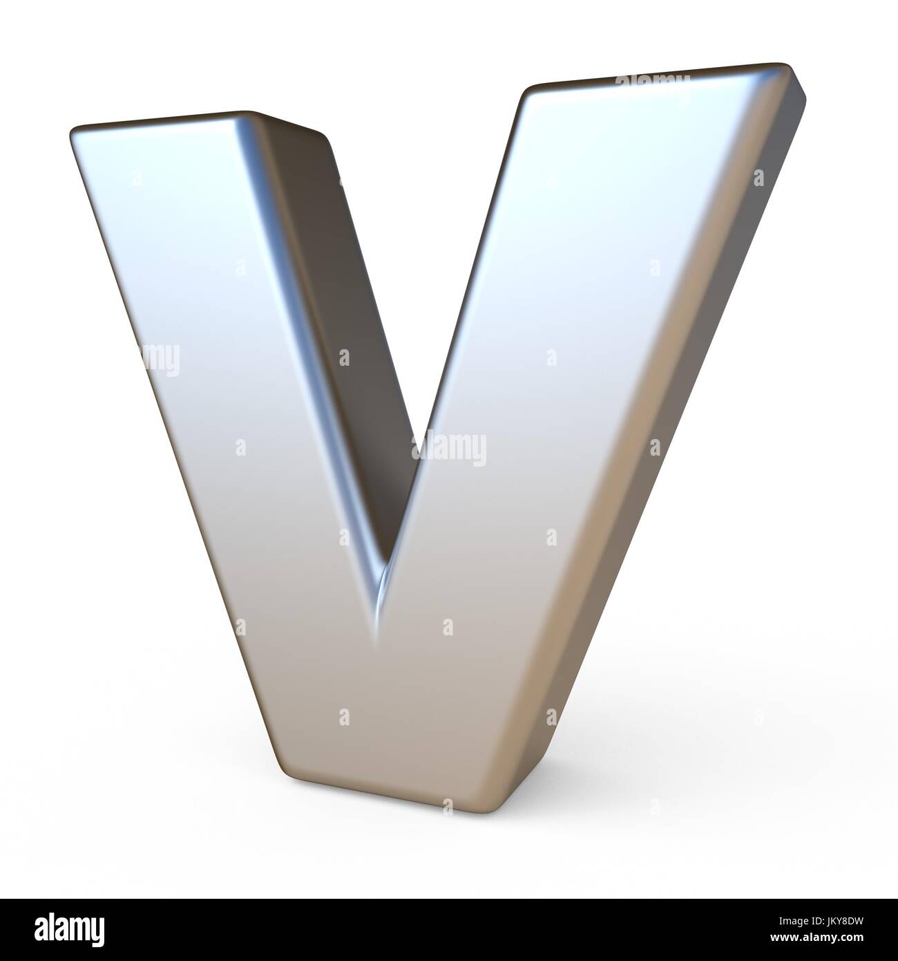 Metal font LETTER V 3D render illustration isolated on white background ...