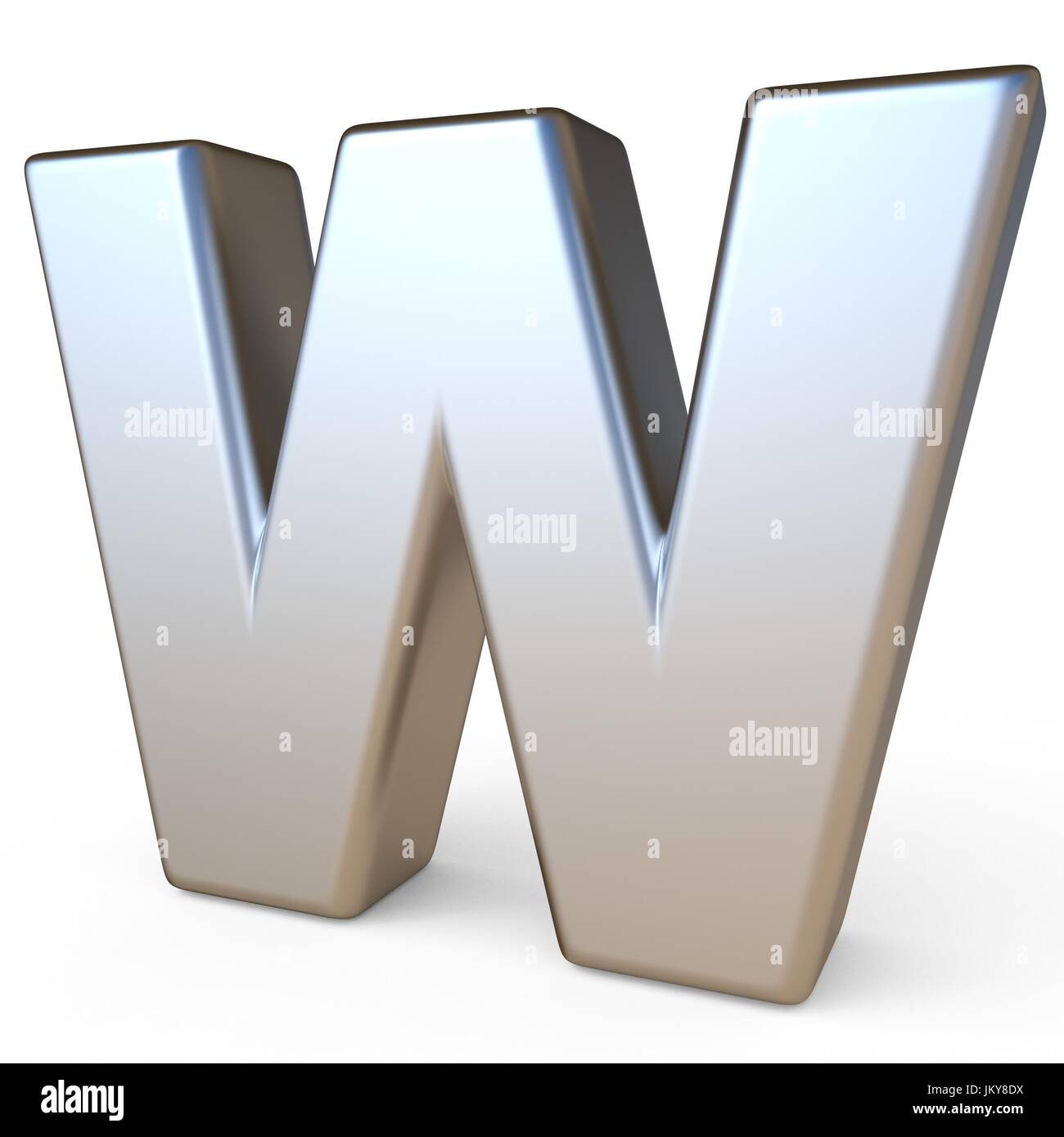 Metal font LETTER W 3D render illustration isolated on white background ...