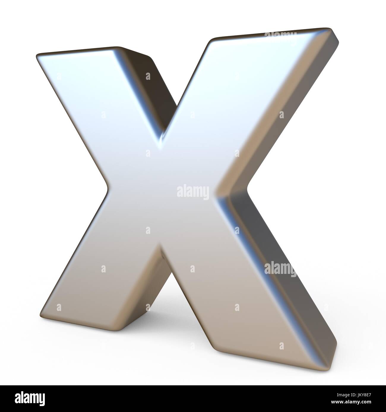 Metal font LETTER X 3D render illustration isolated on white background ...