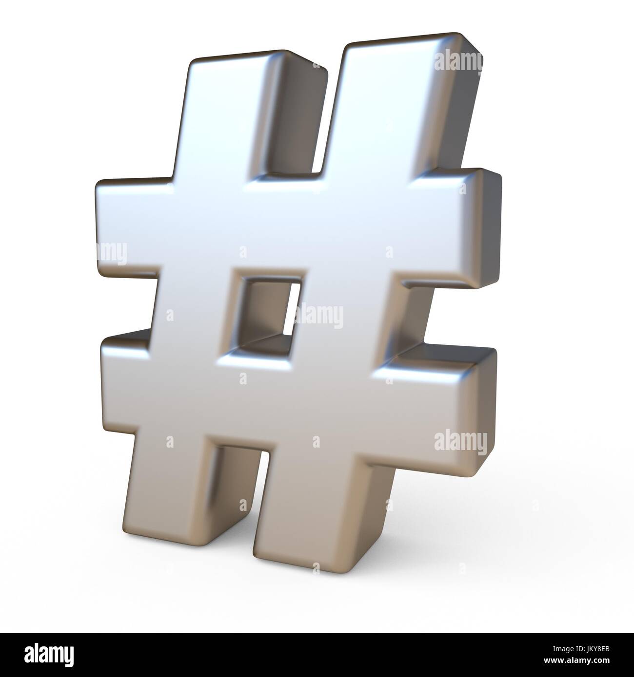 Metal font HASHTAG 3D render illustration isolated on white background ...