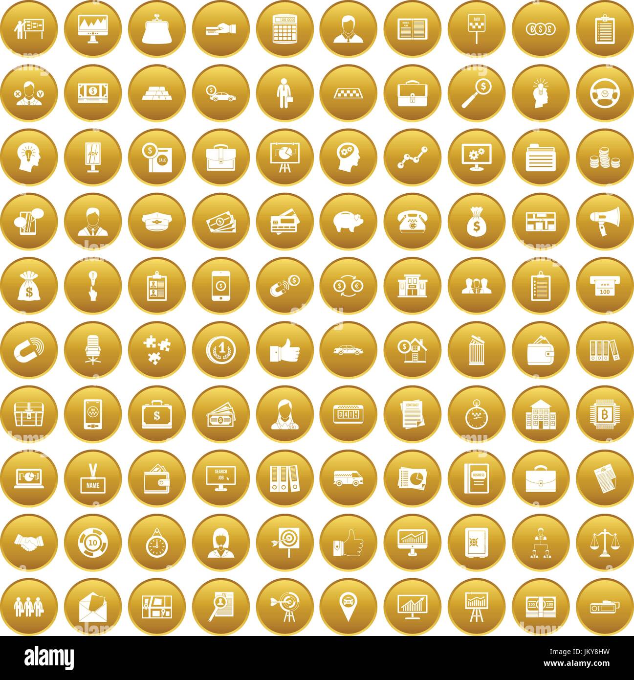 100 business group icons set gold Stock Vector Image & Art - Alamy