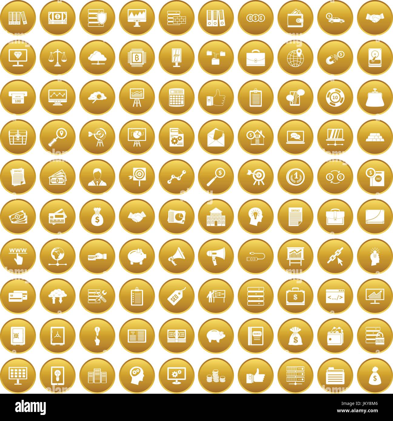 100 business process icons set gold Stock Vector Image & Art - Alamy
