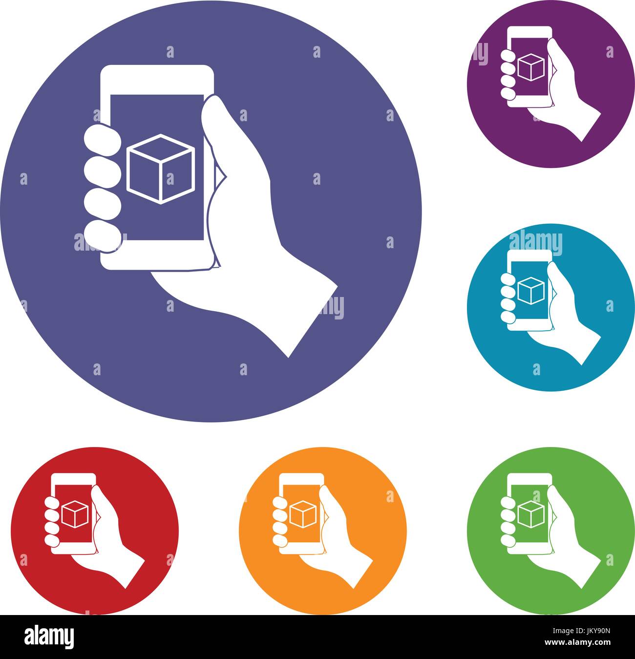 Smartphone with 3D model icons set Stock Vector Image & Art - Alamy