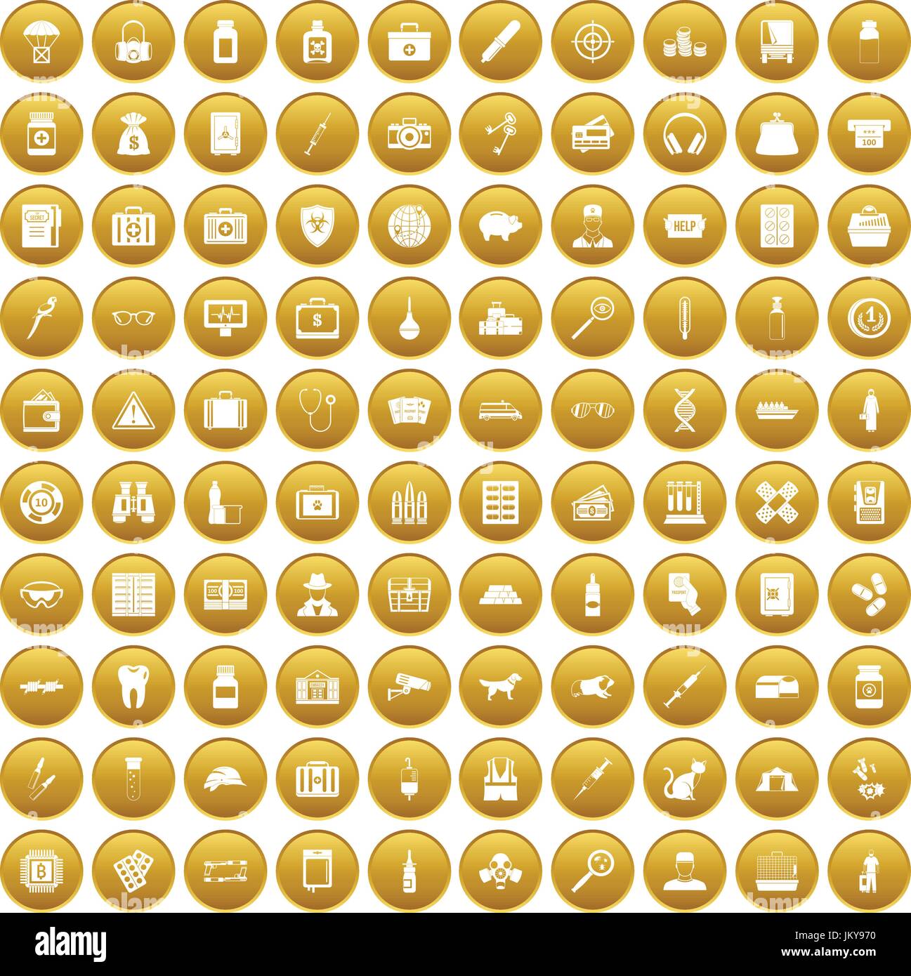 100 case icons set gold Stock Vector Image & Art - Alamy