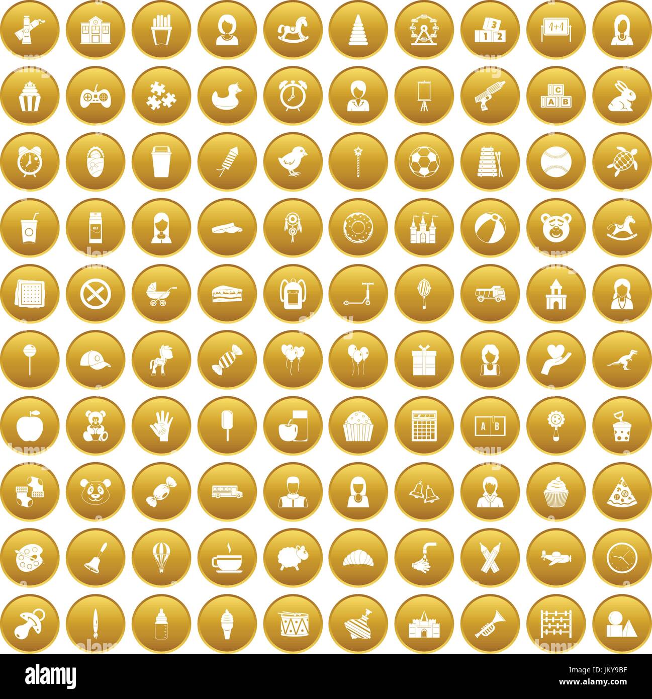 100 child center icons set gold Stock Vector Image & Art - Alamy