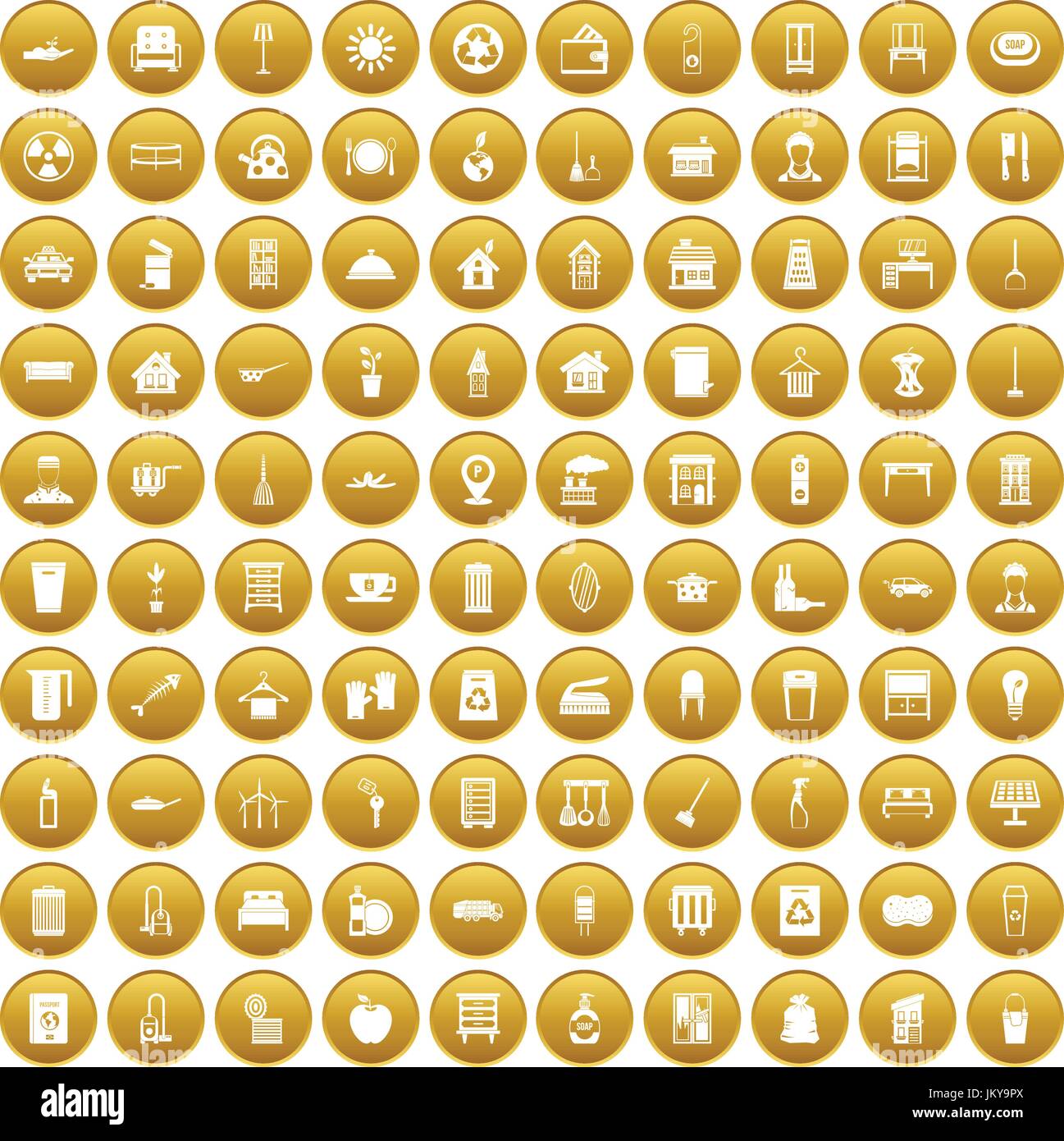 100 cleaning icons set gold Stock Vector Image & Art - Alamy