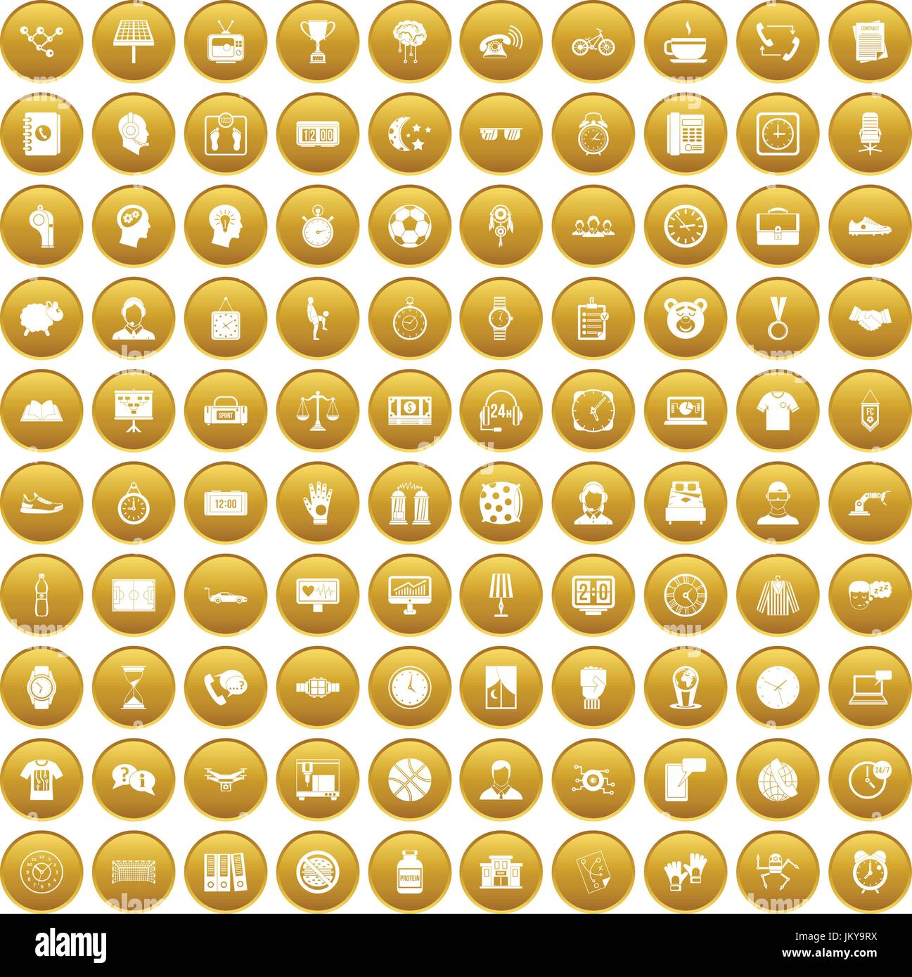 100 clock icons set gold Stock Vector Image & Art - Alamy