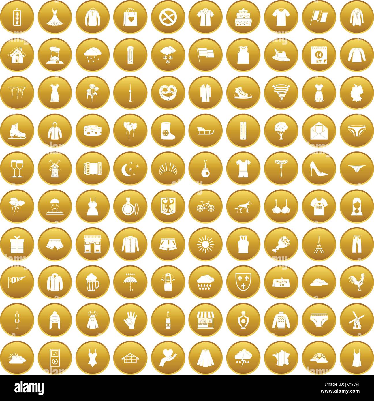 100 clothing icons set gold Stock Vector Image & Art - Alamy