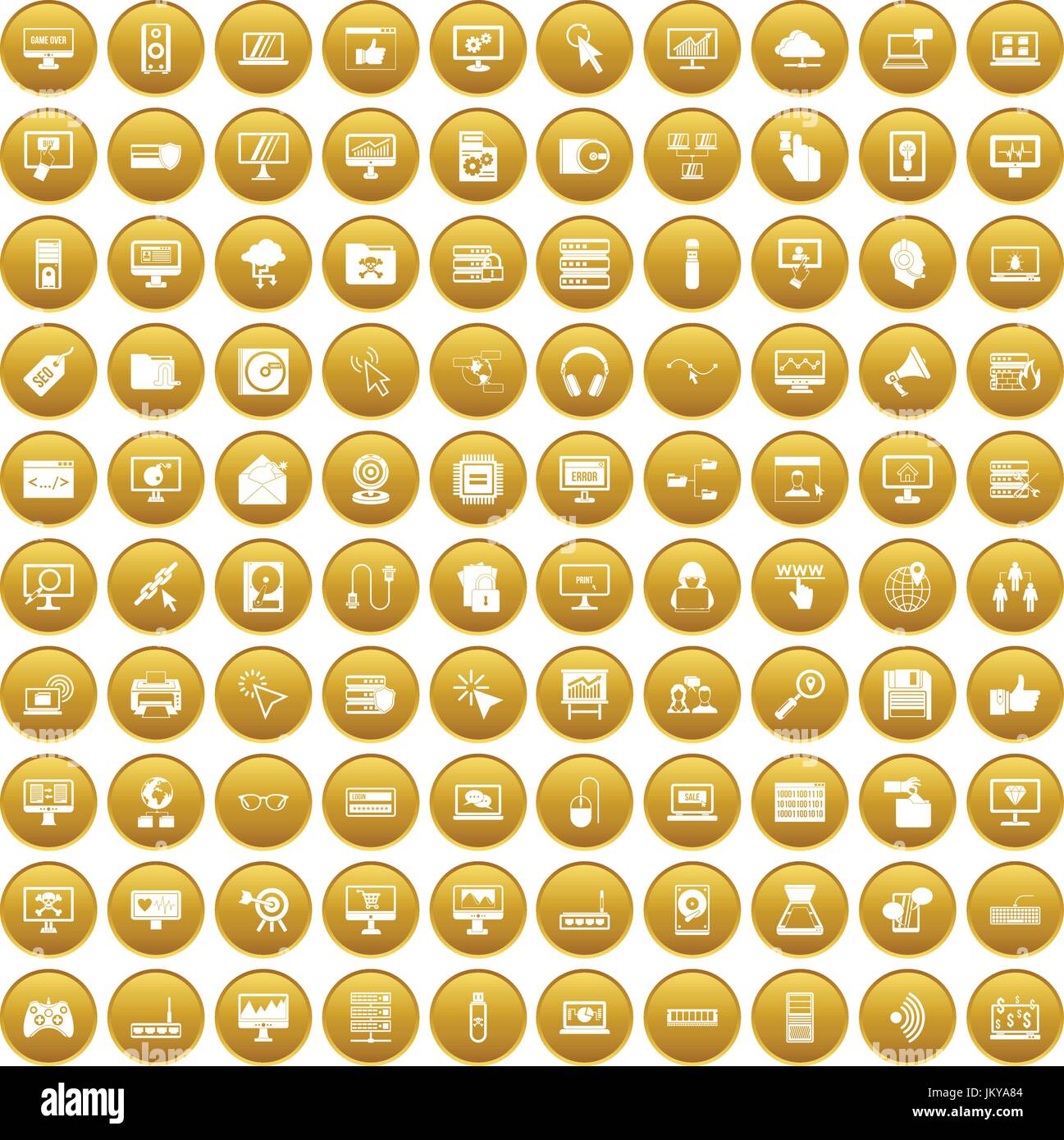 100 computer icons set gold Stock Vector Image & Art - Alamy