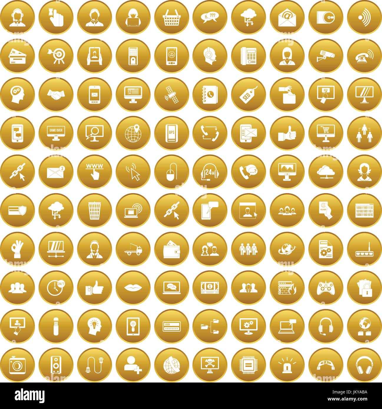 100 contact us icons set gold Stock Vector Image & Art - Alamy