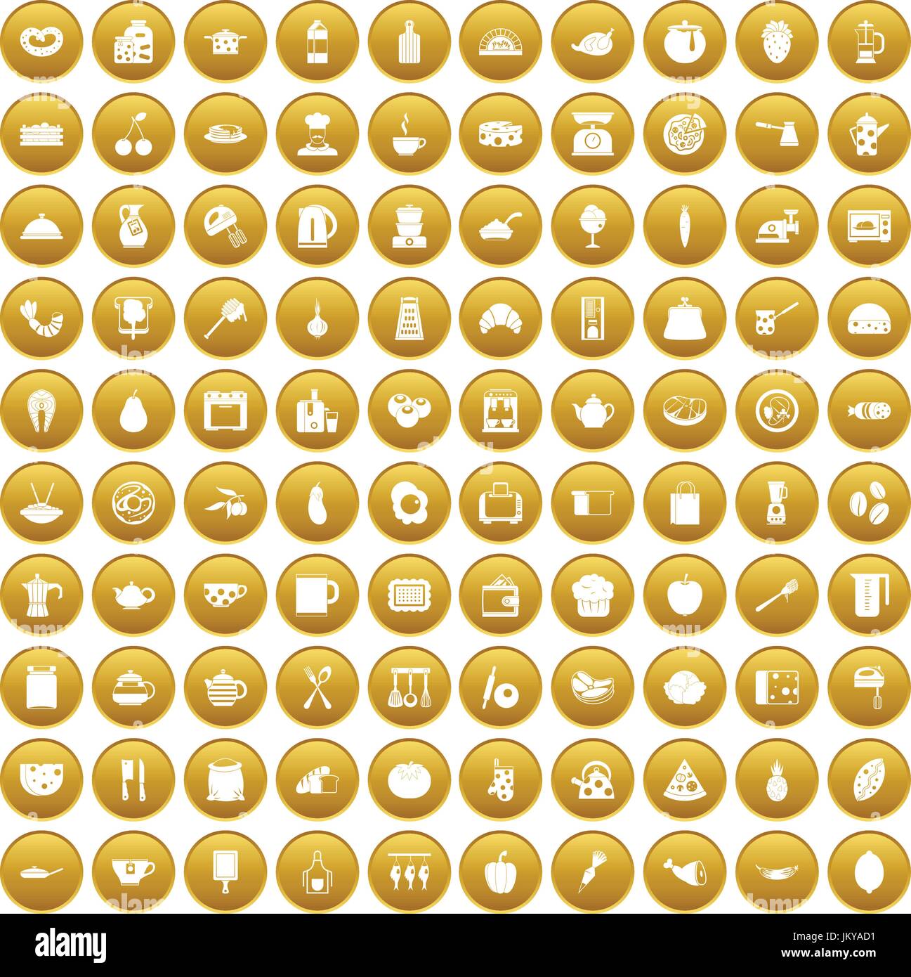 100 cooking icons set gold Stock Vector Image & Art - Alamy