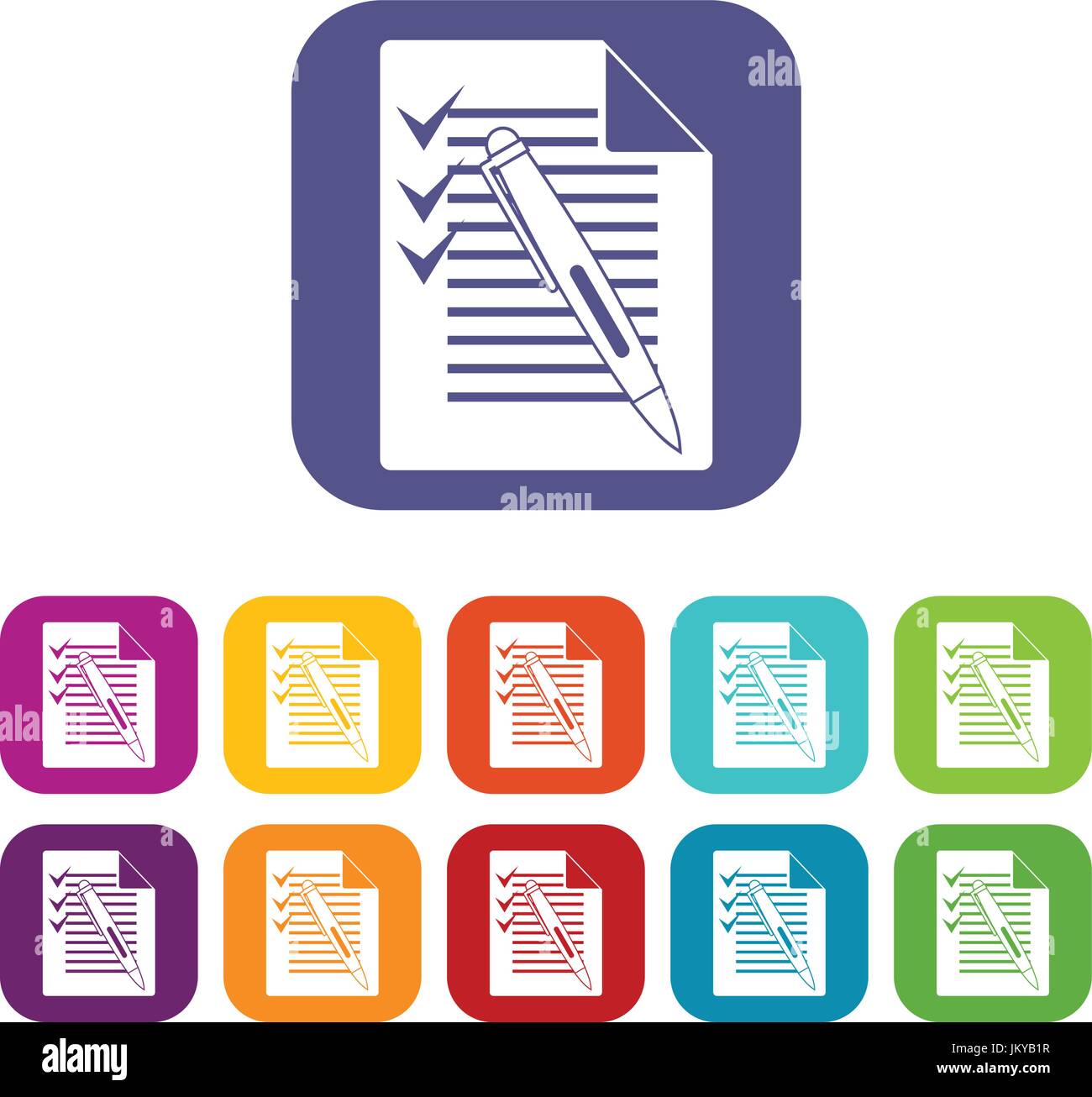 Document with plan and pen icons set Stock Vector Image & Art - Alamy