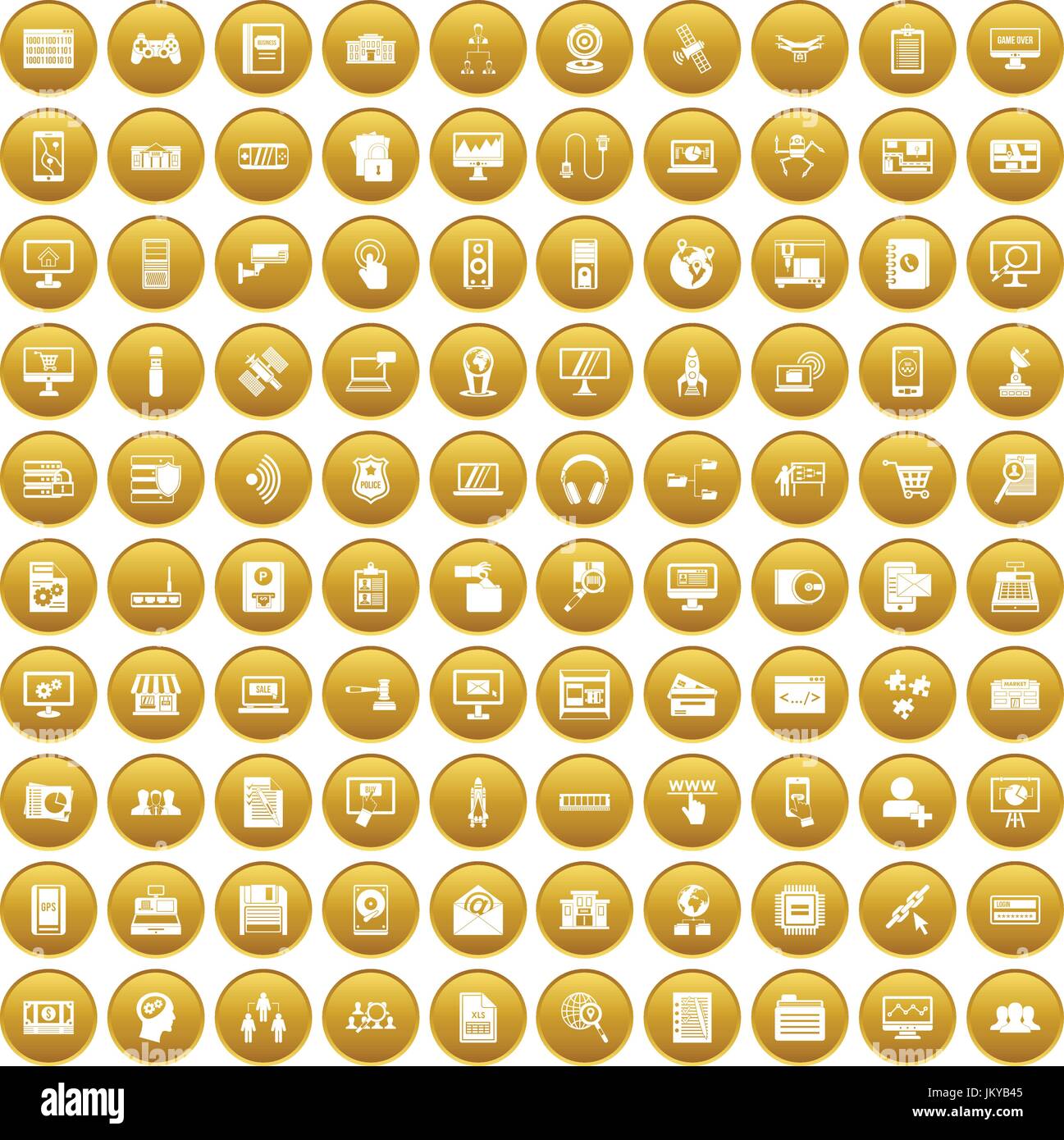 100 database icons set gold Stock Vector Image & Art - Alamy