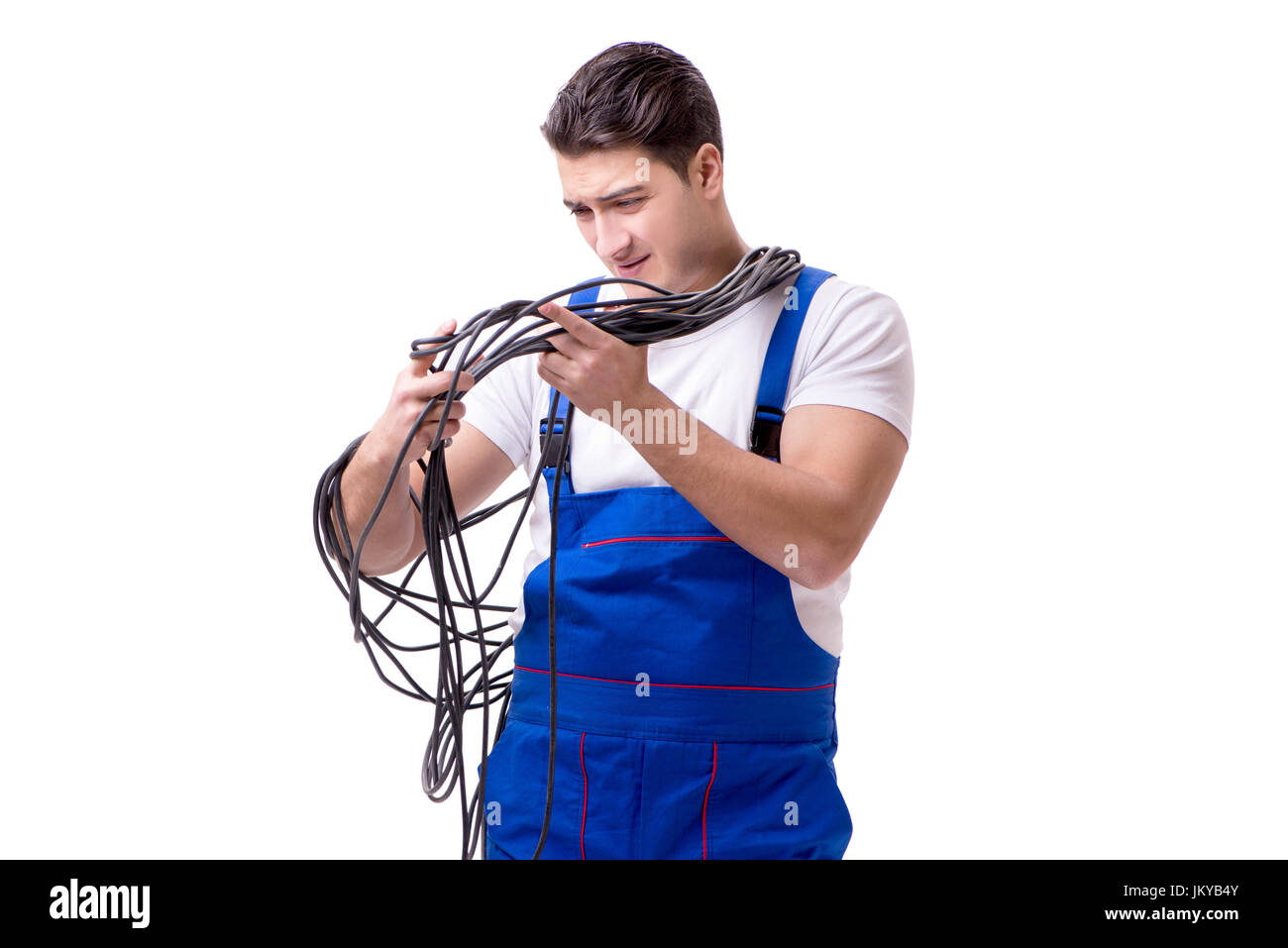 Man doing electrical repairs Stock Photo - Alamy