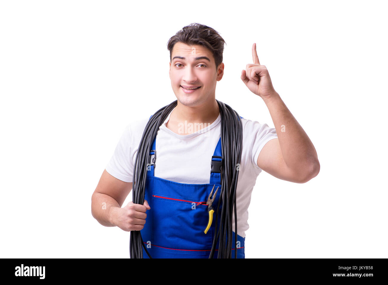 Professional electrician doing socket installation hi-res stock ...