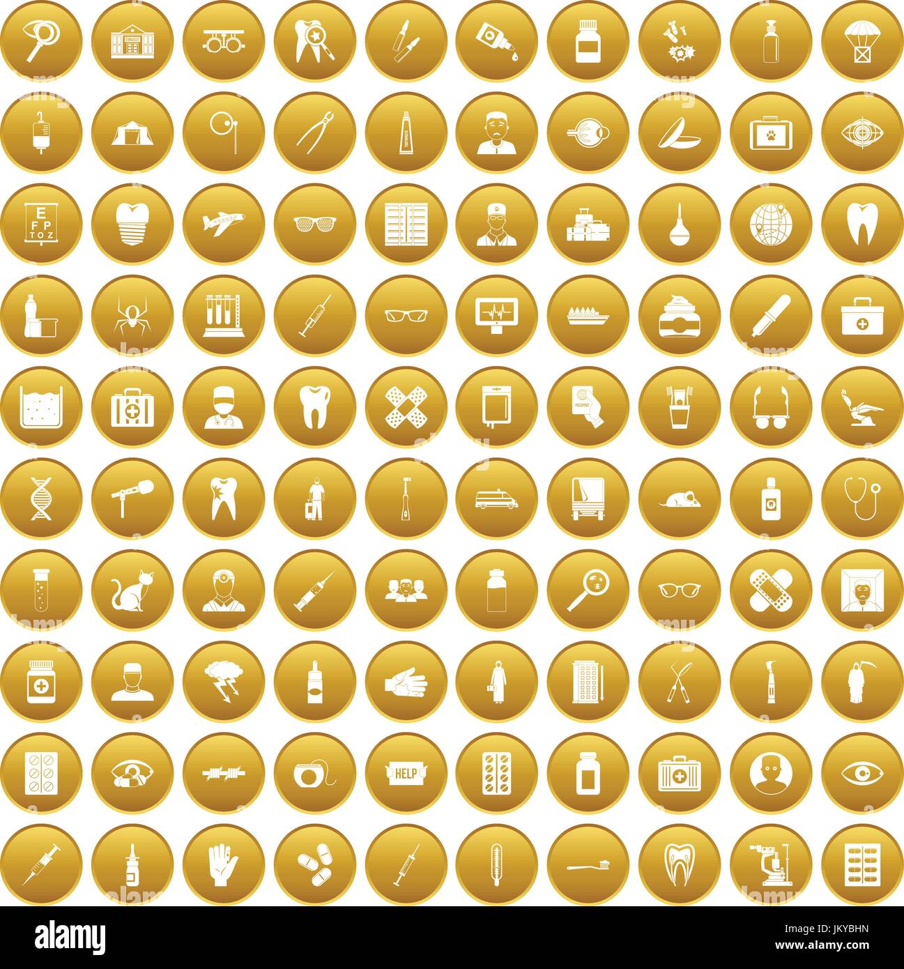100 doctor icons set gold Stock Vector Image & Art - Alamy