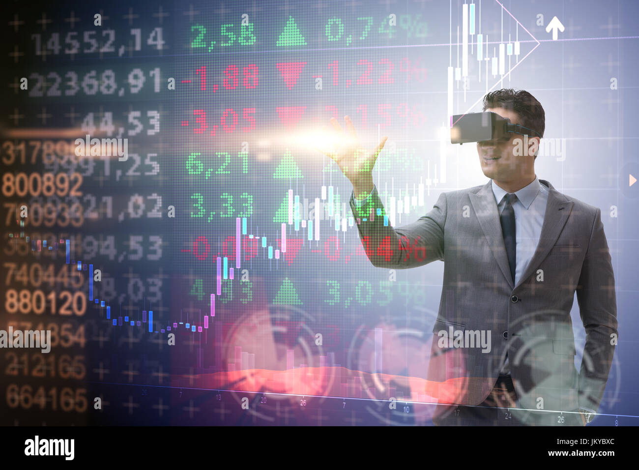 Businessman in virtual reality trading on stock market Stock Photo - Alamy