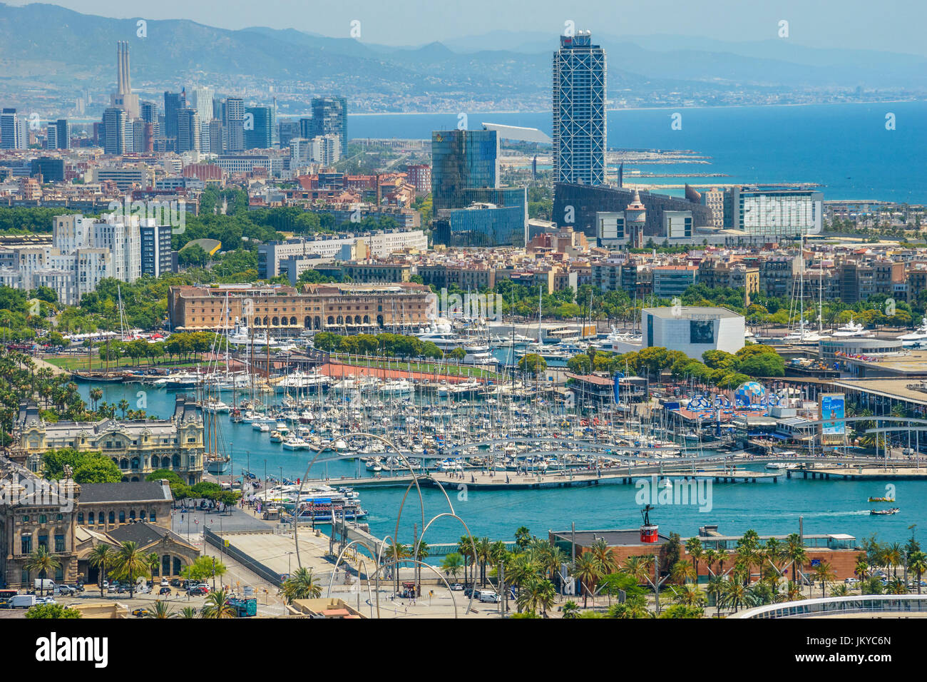 rchitectural buildings and Panoramic aerial view of Barcelona city from ...
