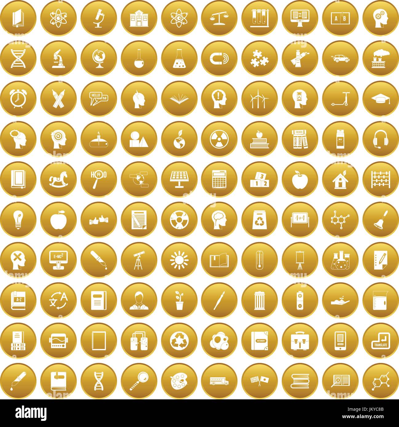 100 education icons set gold Stock Vector Image & Art - Alamy