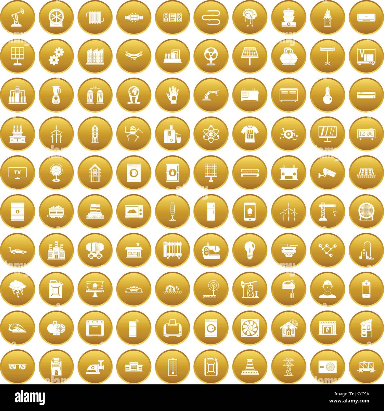 100 electrical engineering icons set gold Stock Vector Image & Art - Alamy