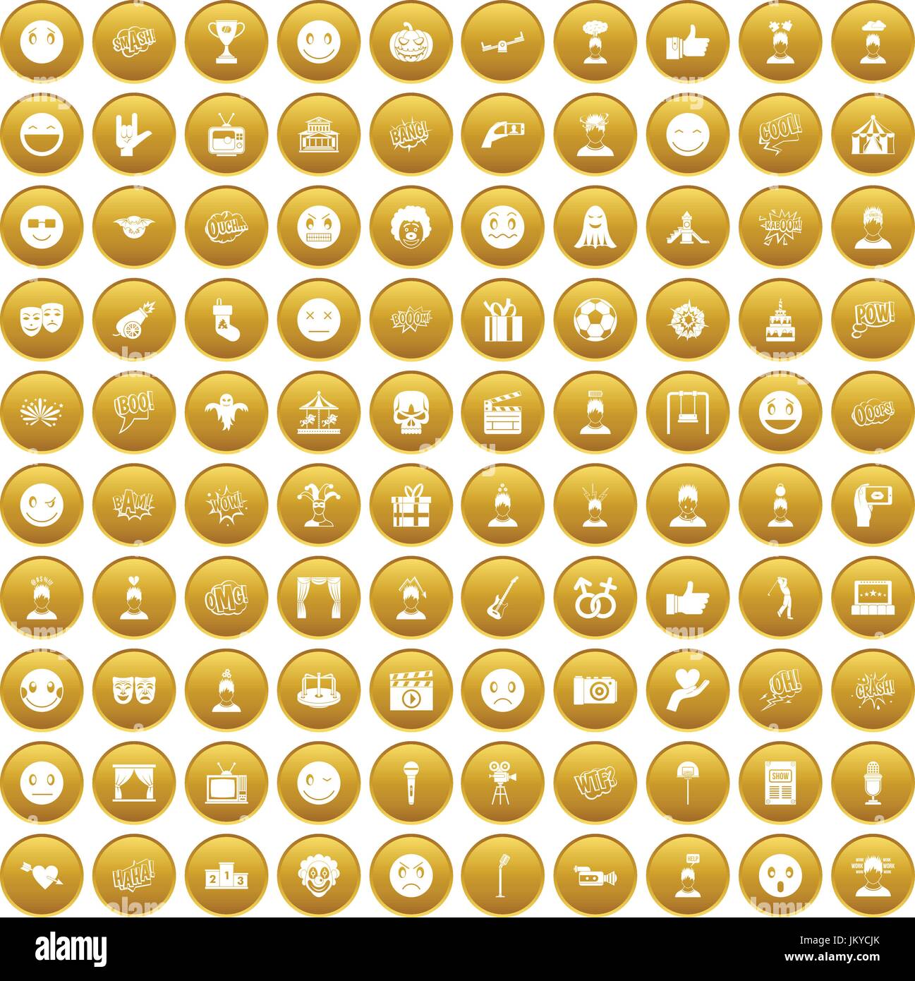 100 emotion icons set gold Stock Vector Image & Art - Alamy