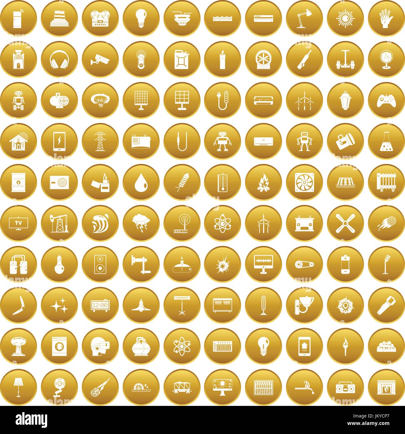 100 energy icons set gold Stock Vector Image & Art - Alamy