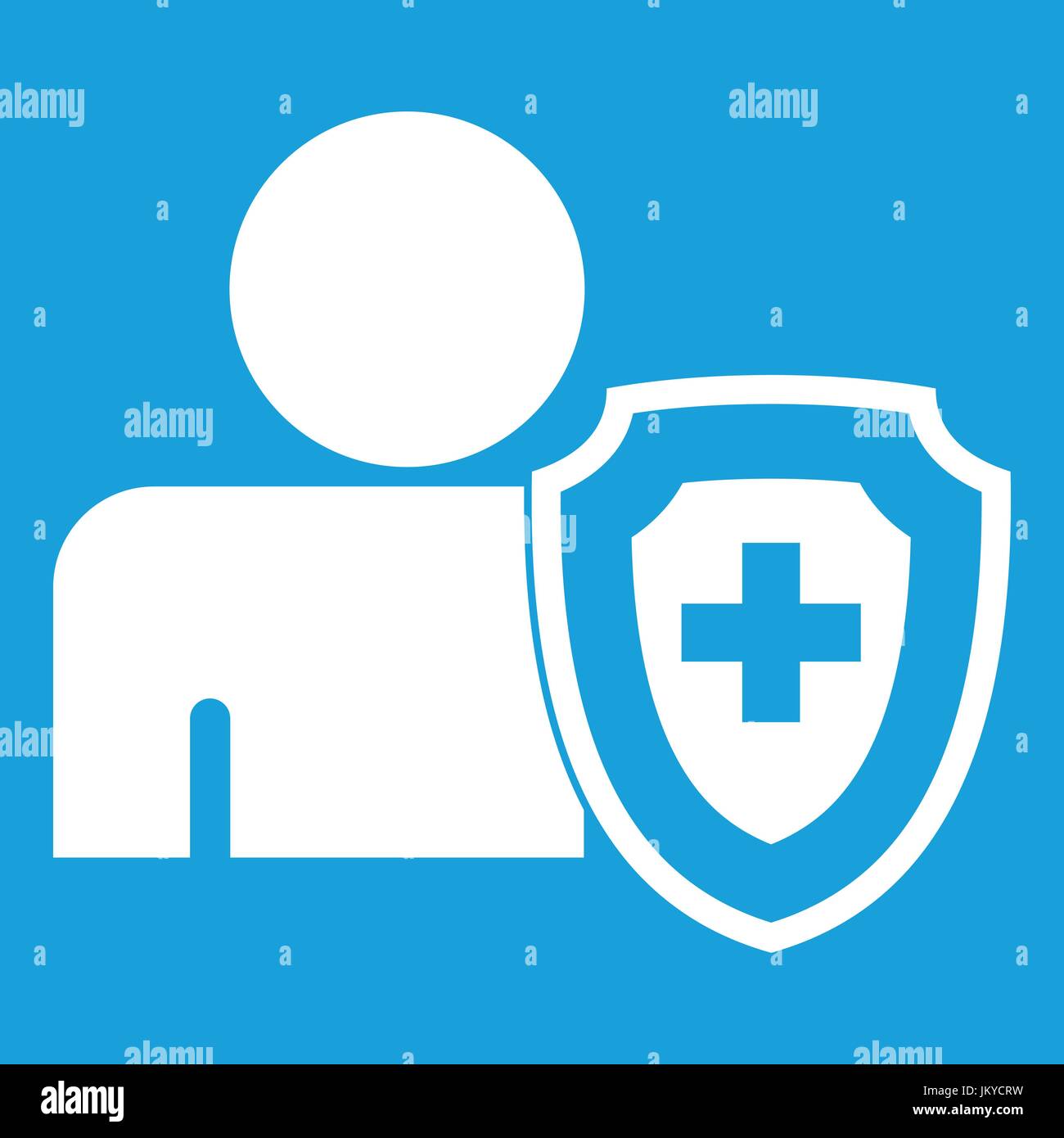 Person and medical cross protection shield icon white Stock Vector ...