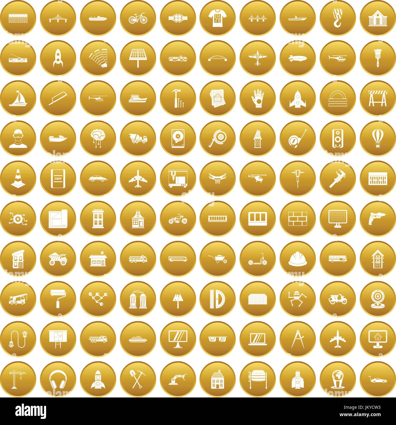 100 engineering icons set gold Stock Vector Image & Art - Alamy