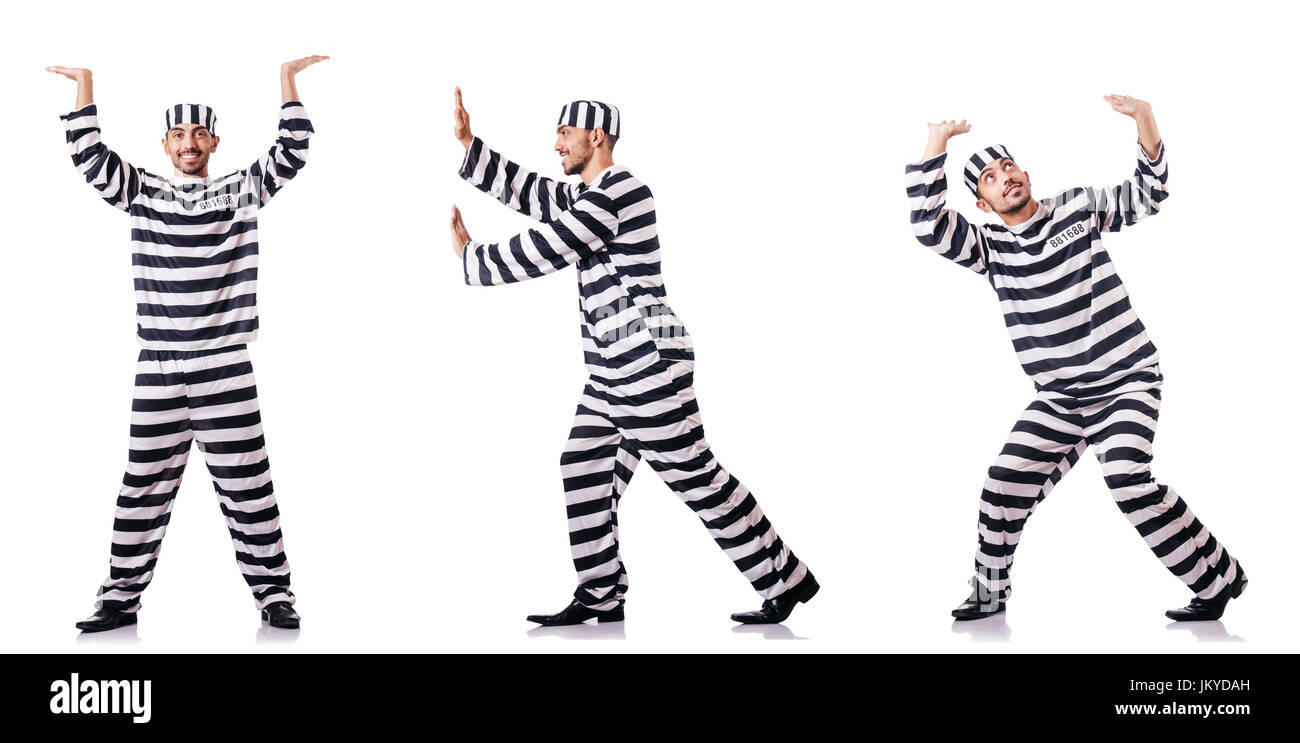 Convict criminal in striped uniform Stock Photo - Alamy