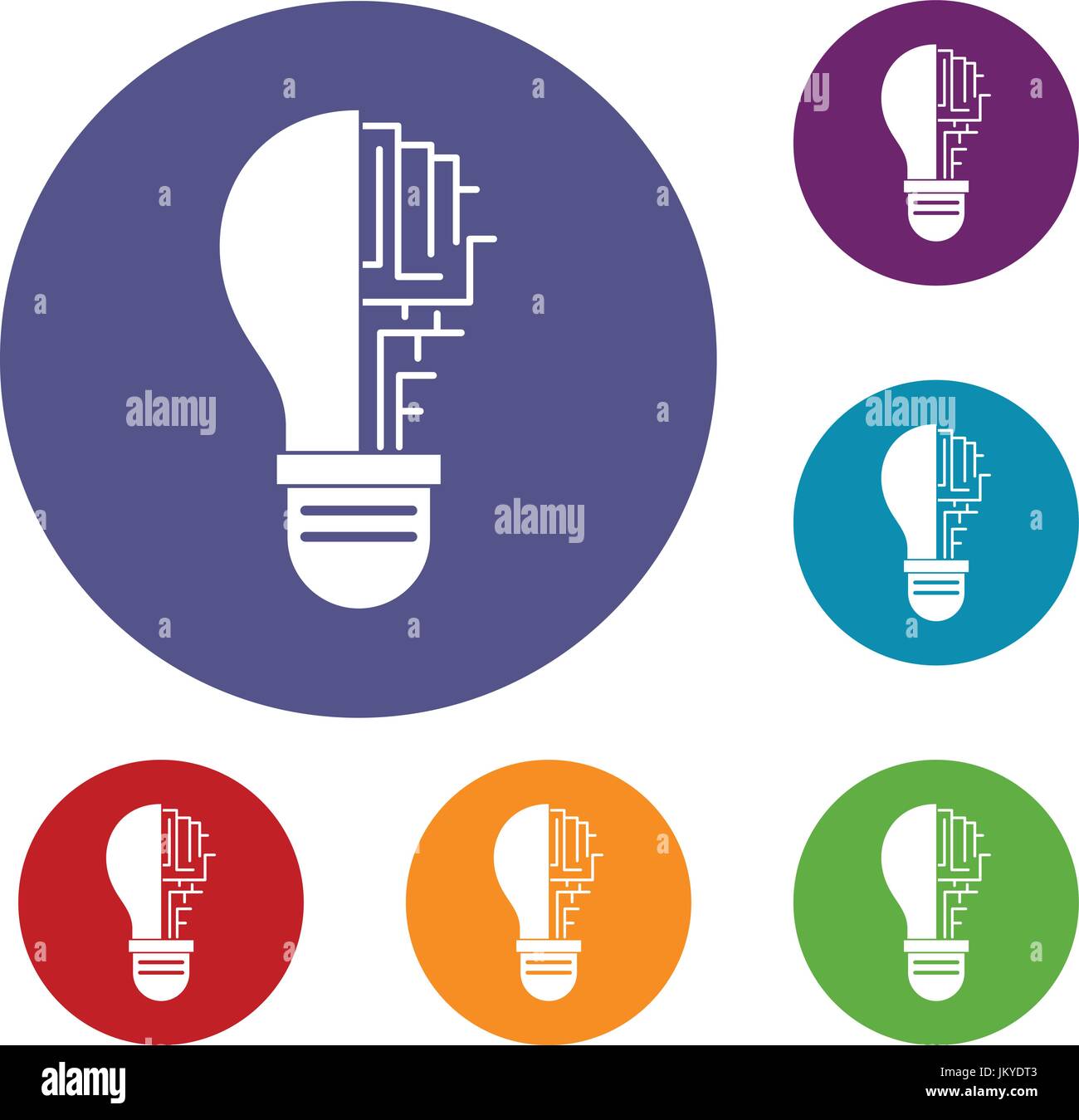 Circuit board inside light bulb icons set Stock Vector Image & Art - Alamy