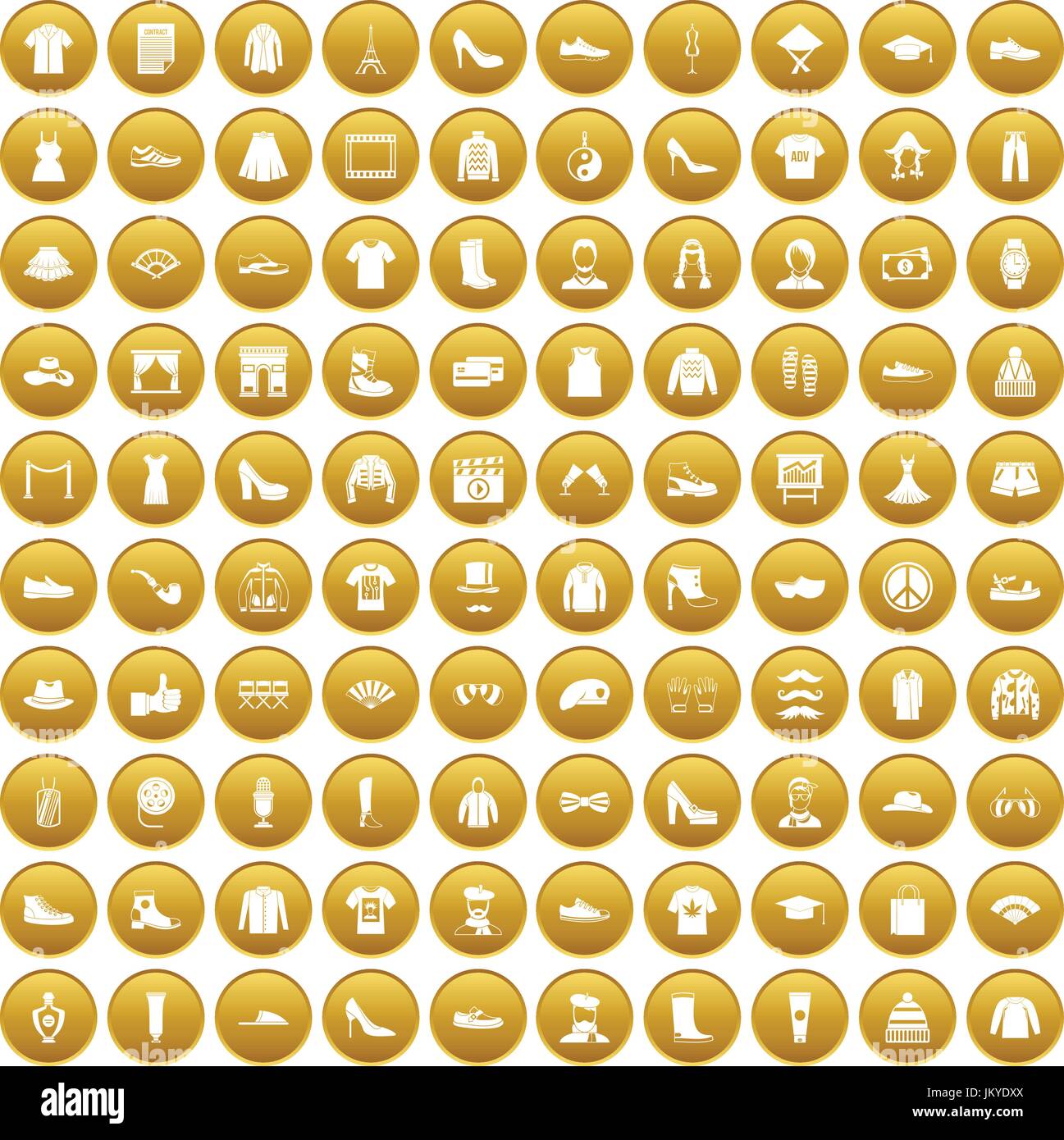 100 fashion icons set gold Stock Vector Image & Art - Alamy