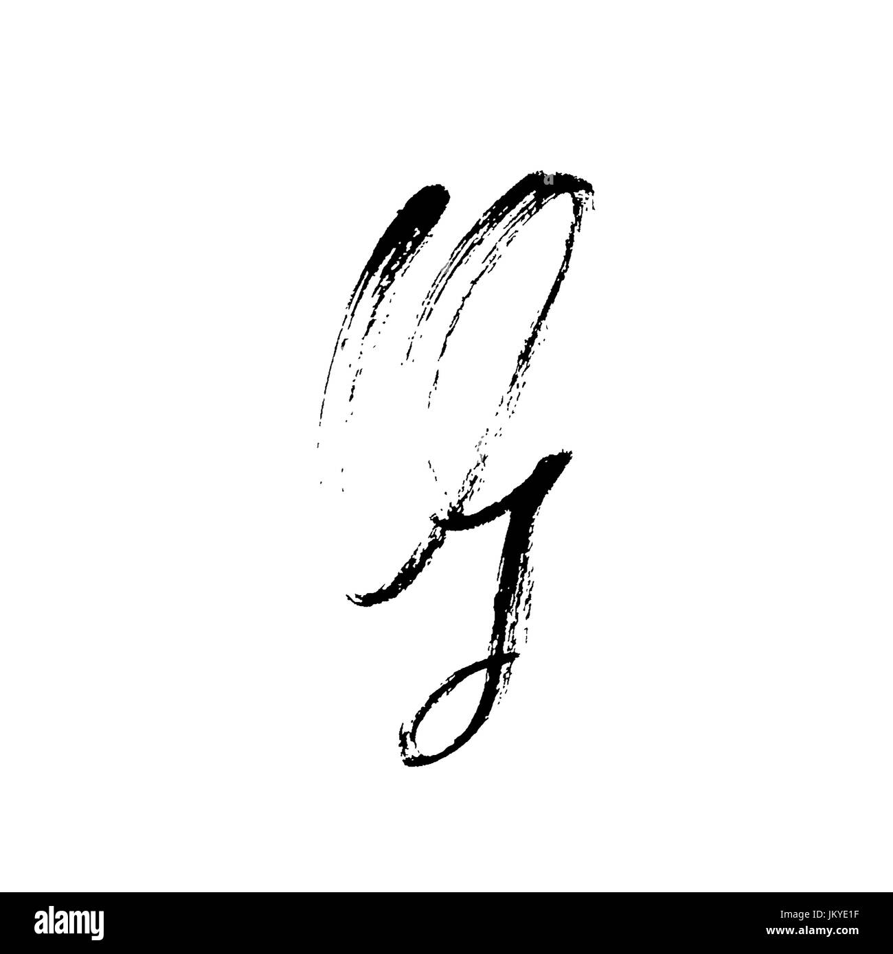 Letter Q. Handwritten by dry brush. Rough strokes font. Vector ...