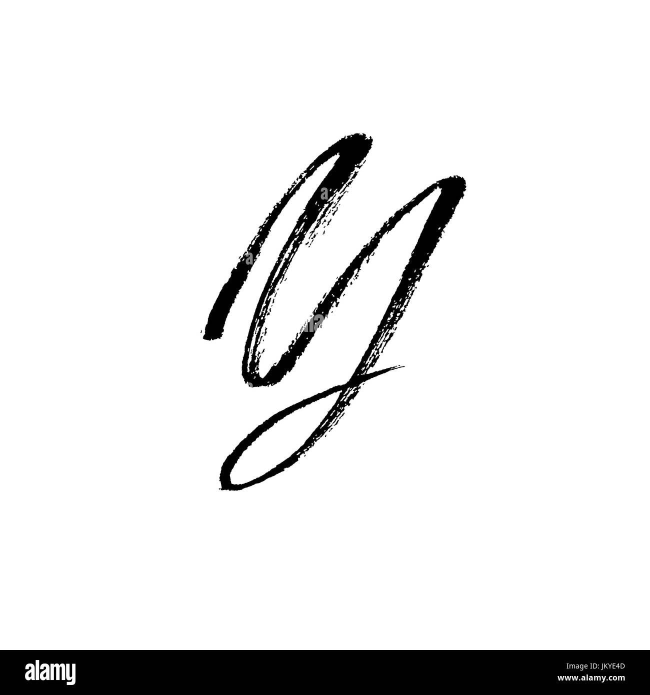 Letter Y. Handwritten by dry brush. Rough strokes font. Vector ...