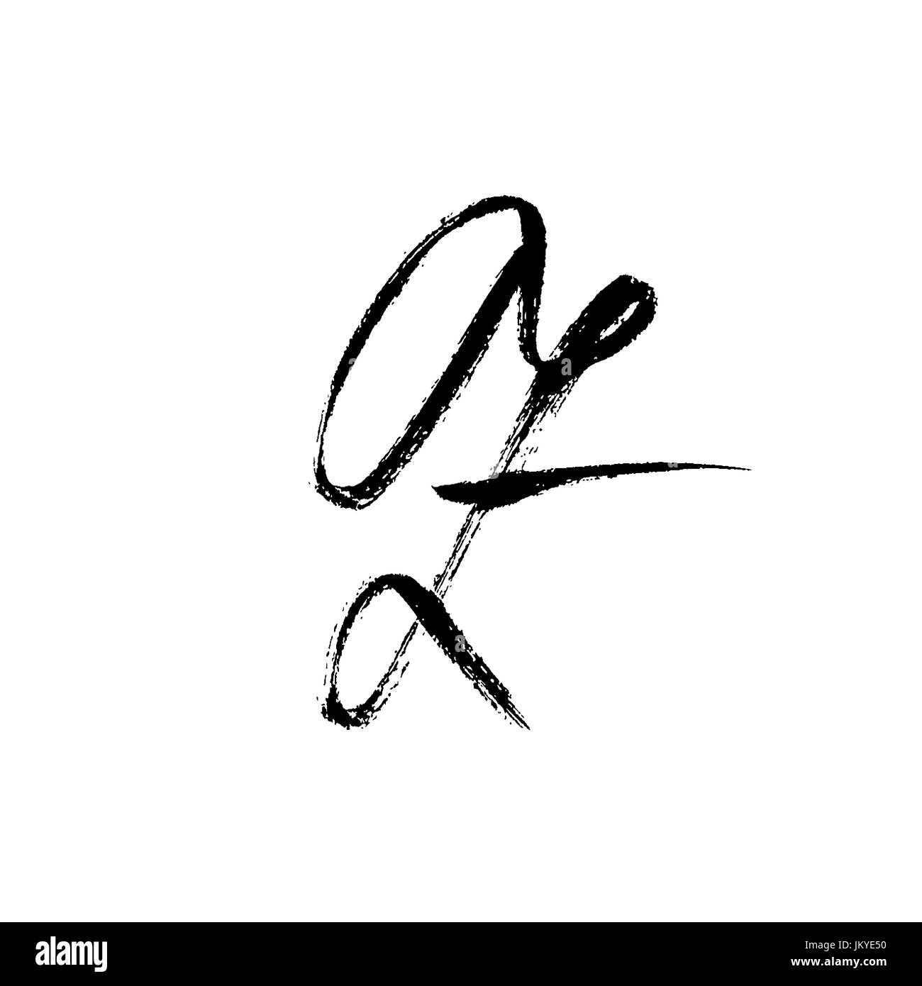 Letter Z. Handwritten by dry brush. Rough strokes font. Vector ...