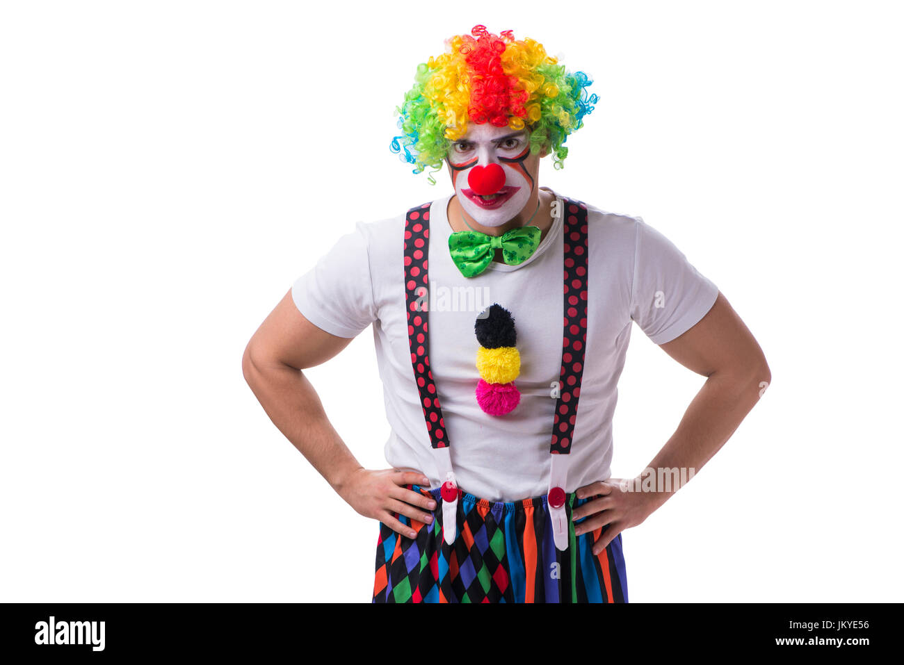 Funny clown acting silly isolated on white background Stock Photo - Alamy