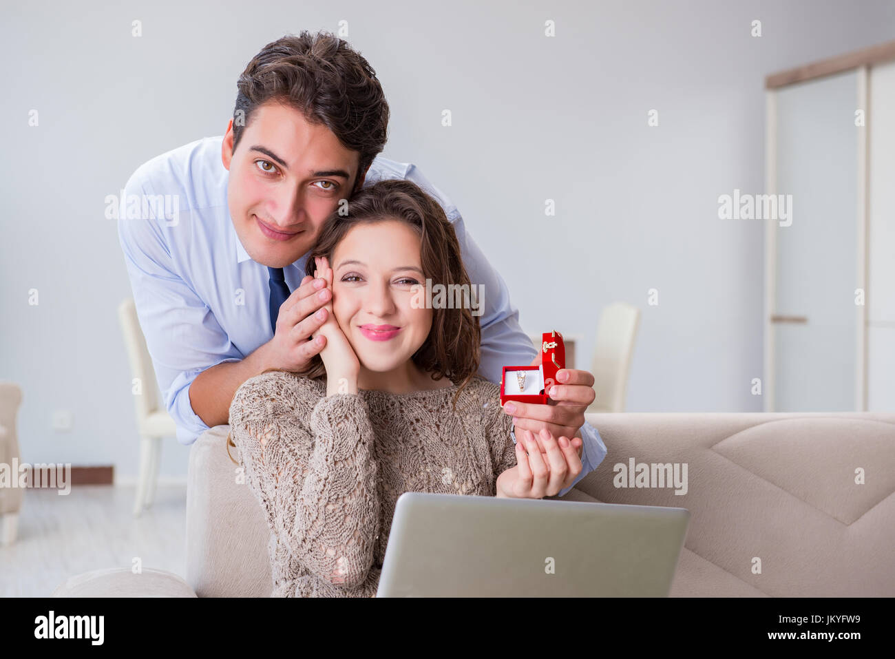 Romantic concept with man making marriage proposal Stock Photo - Alamy