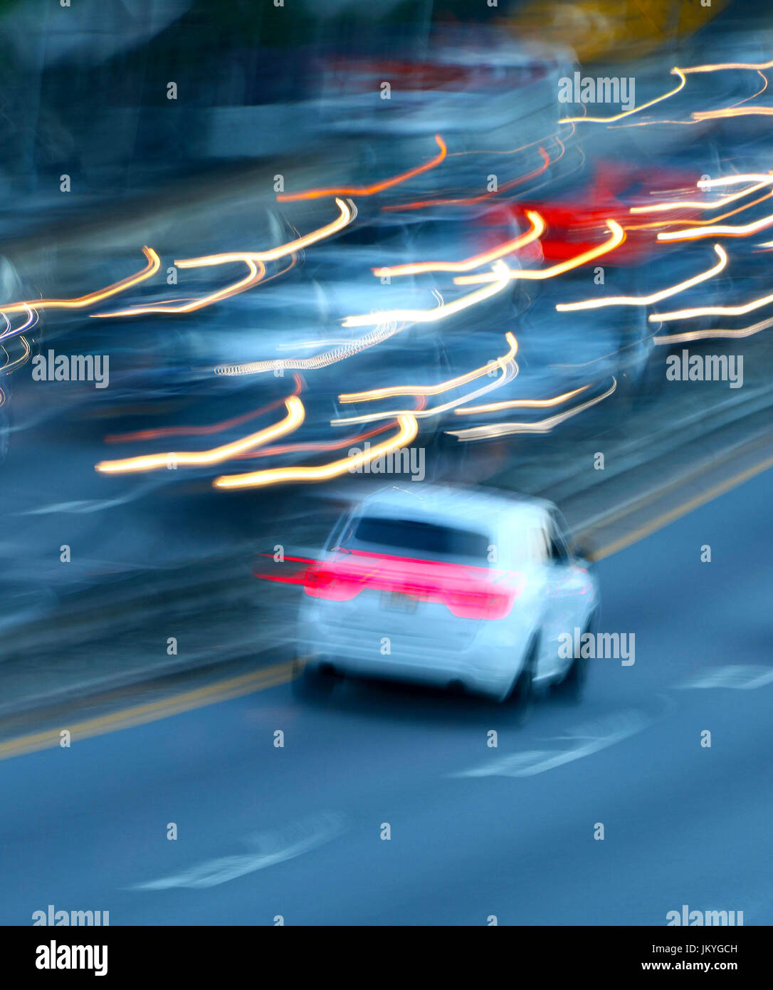 Lights from cars on the highway in slow motion Stock Photo - Alamy