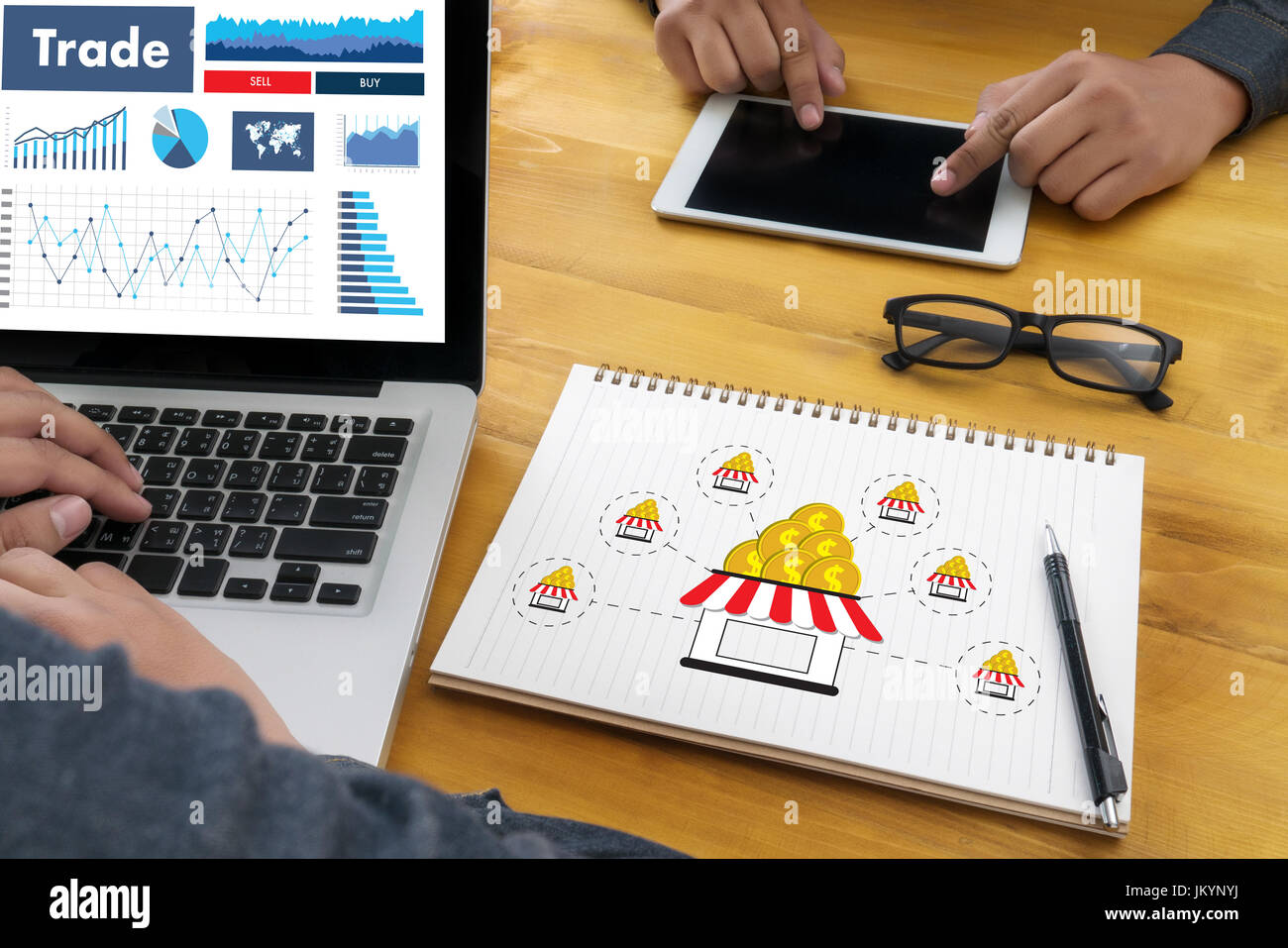 professionals working Trade Finance Forex Graph Chart Concept manager ...