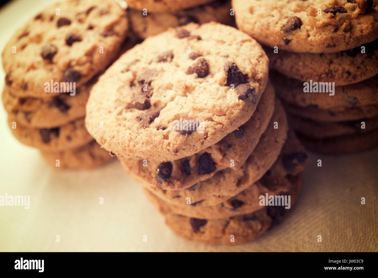 Group of chocolate chips cookies Stock Photo - Alamy