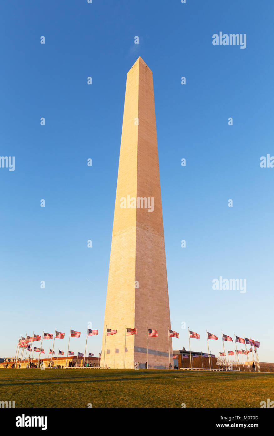 Washington Monument in US capital city before sunset. The famous ...