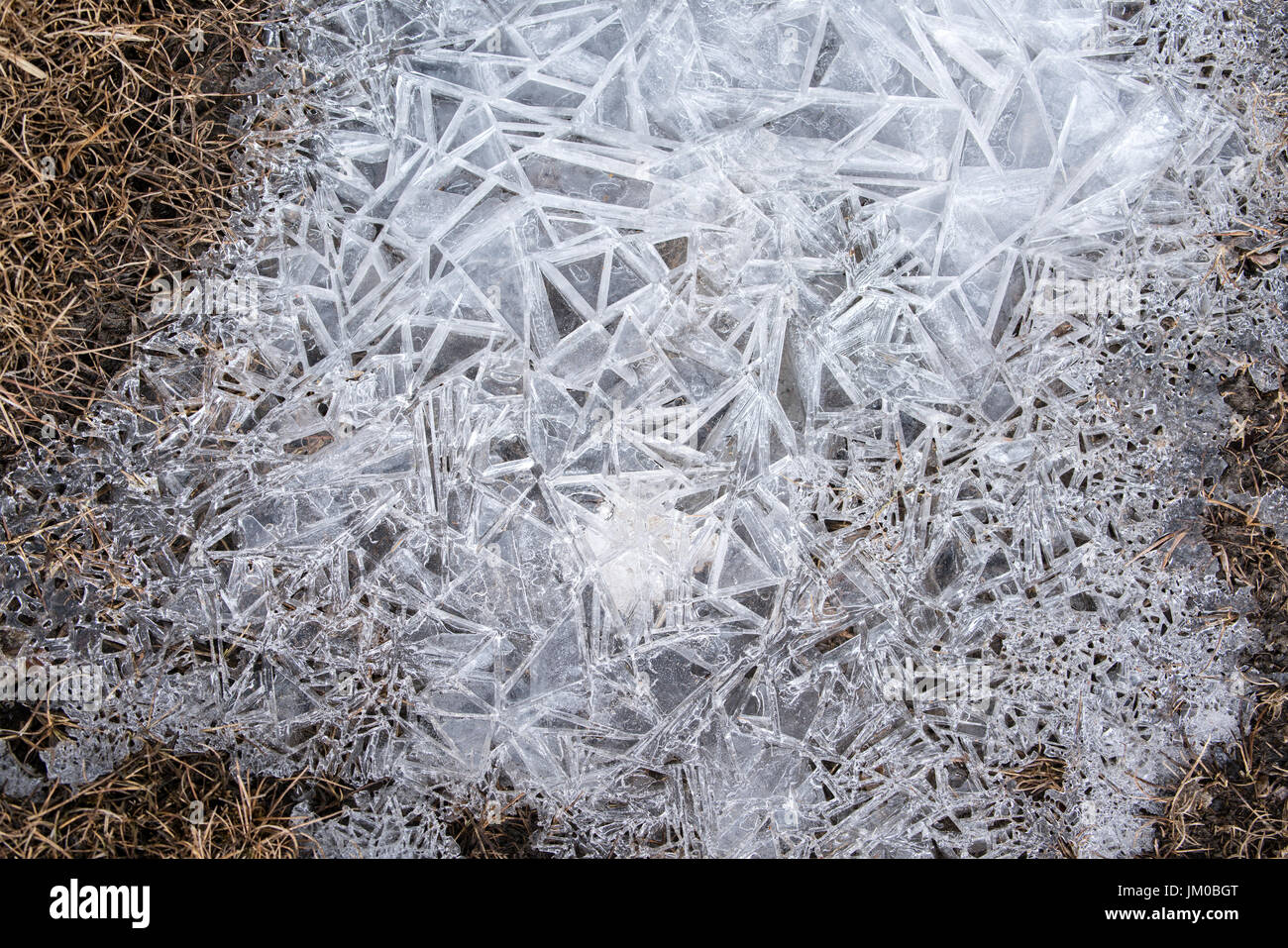Texture of snow and ice flake from frozen place in nature at Zero-Point ...