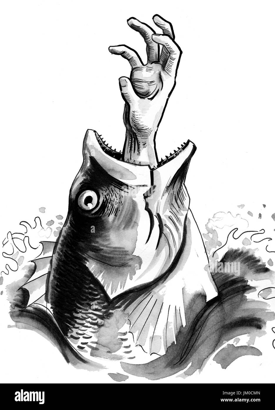 Fish mouth hand Black and White Stock Photos & Images - Alamy