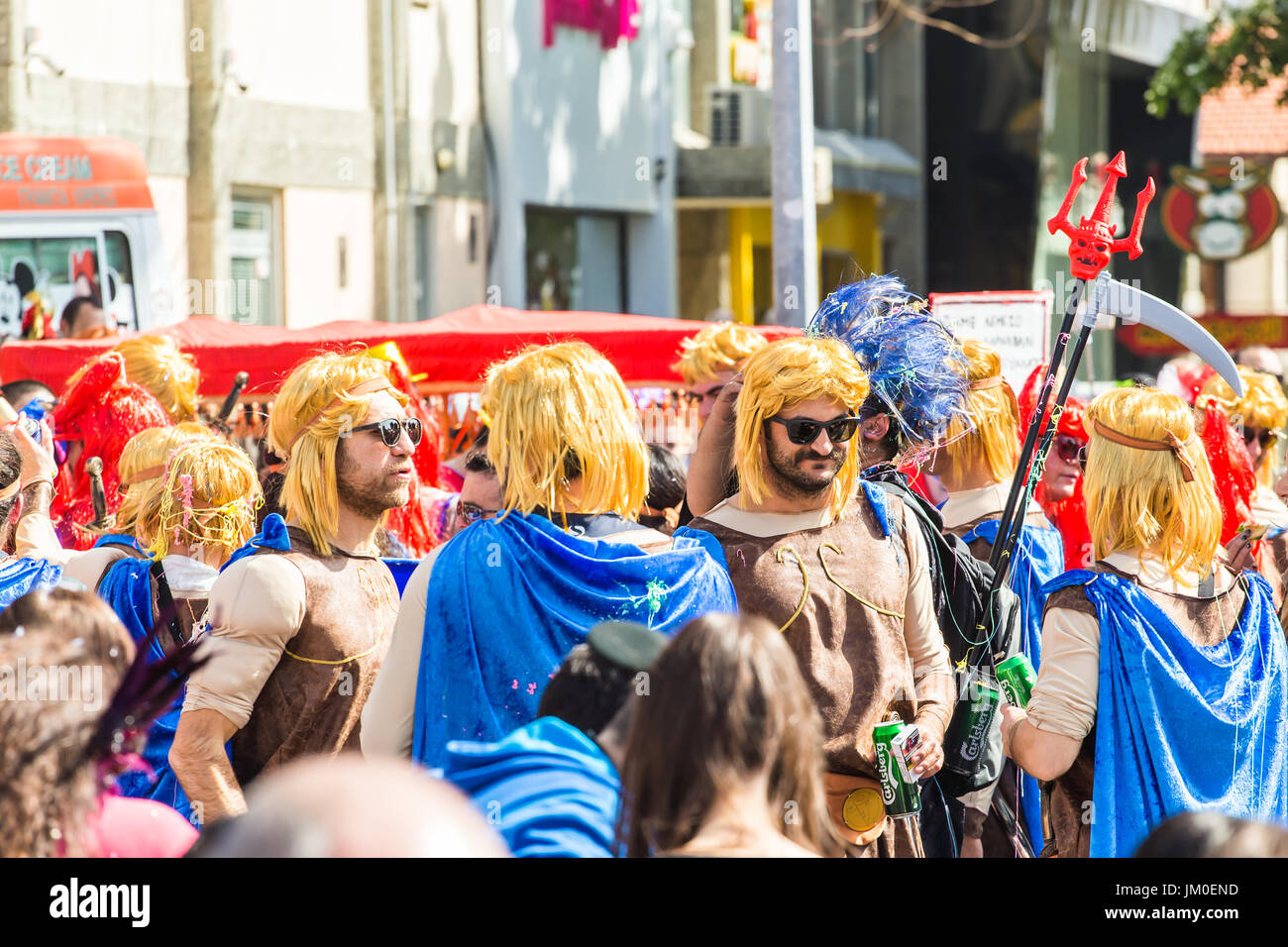 LIMASSOL, CYPRUS - FEBRUARY 26: Happy people in teams dressed with ...