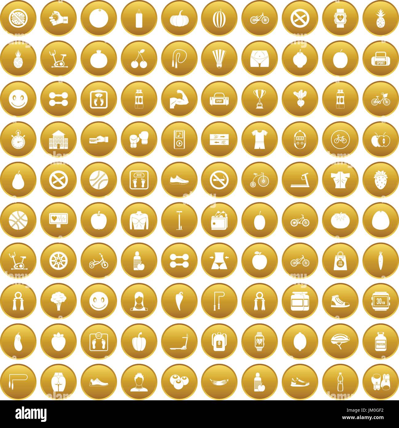 100 fitness icons set gold Stock Vector Image & Art - Alamy