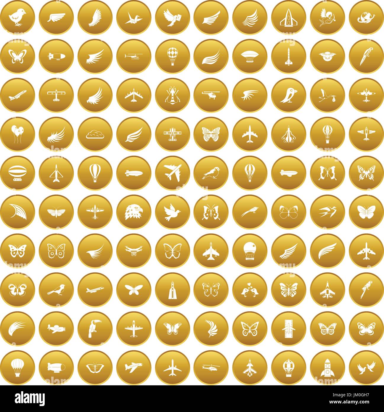 100 fly icons set gold Stock Vector Image & Art - Alamy