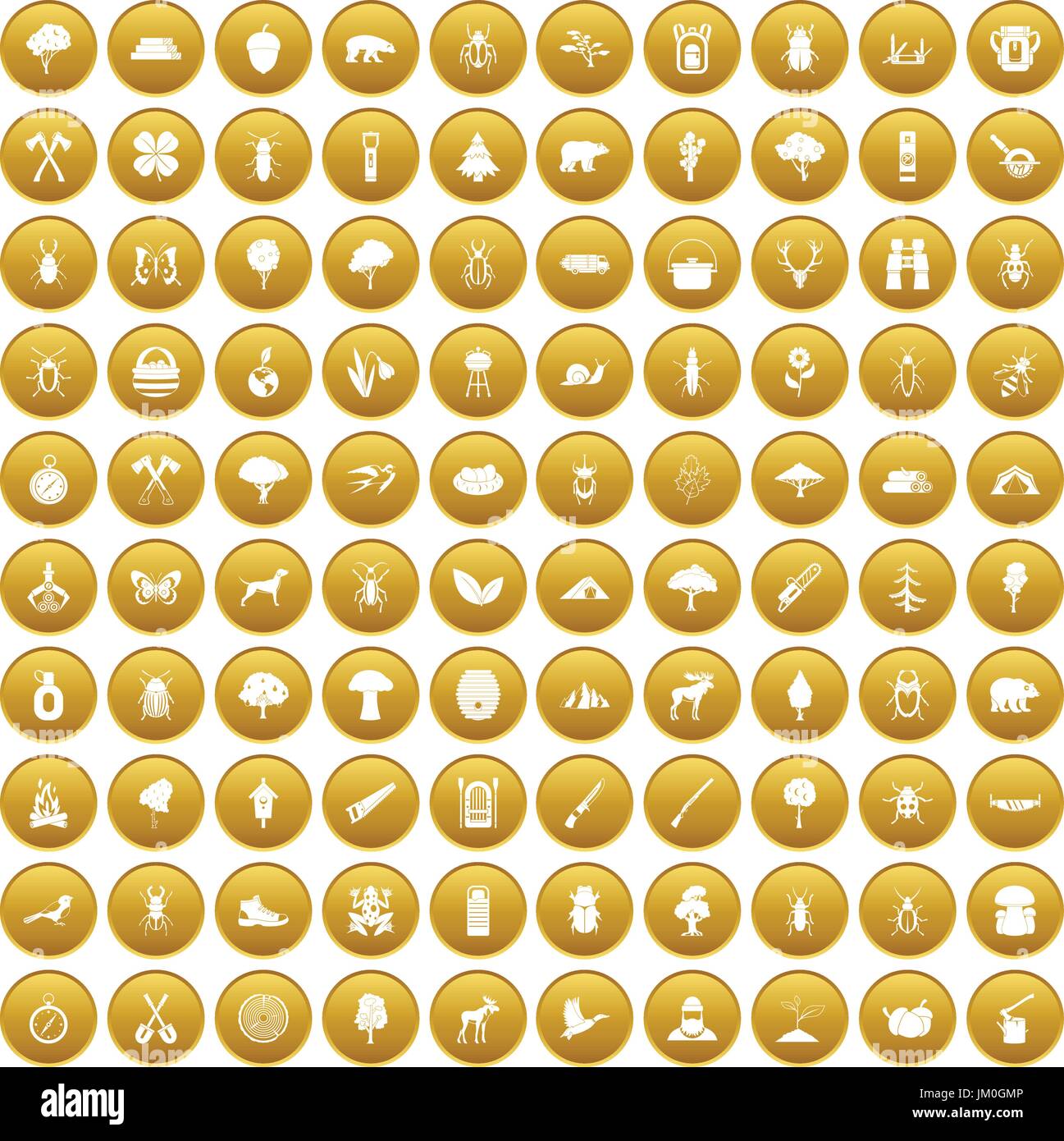 100 forest icons set gold Stock Vector Image & Art - Alamy