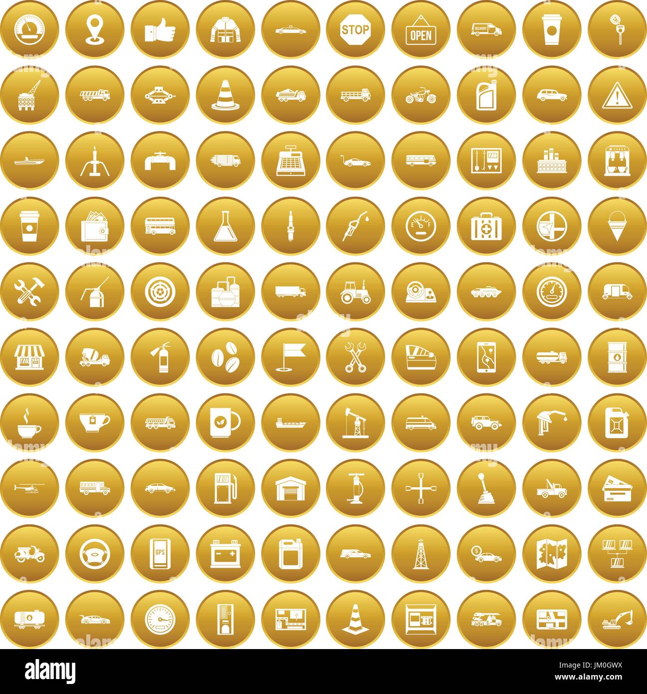 100 gas station icons set gold Stock Vector Image & Art - Alamy