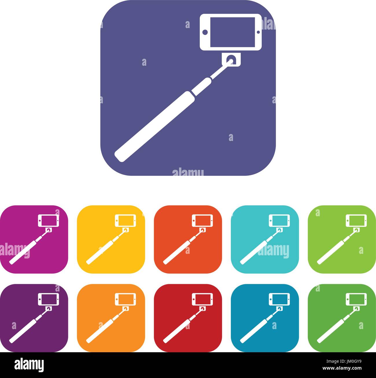 Selfie stick and smartphone icons set Stock Vector Image & Art - Alamy