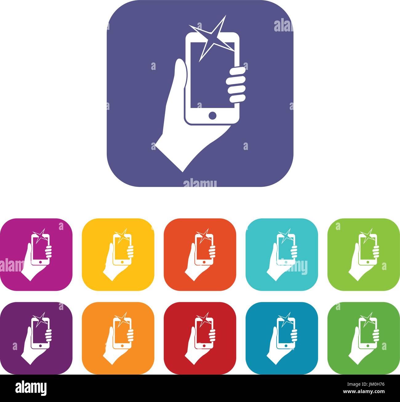 Hand photographed on mobile phone icons set Stock Vector Image & Art ...